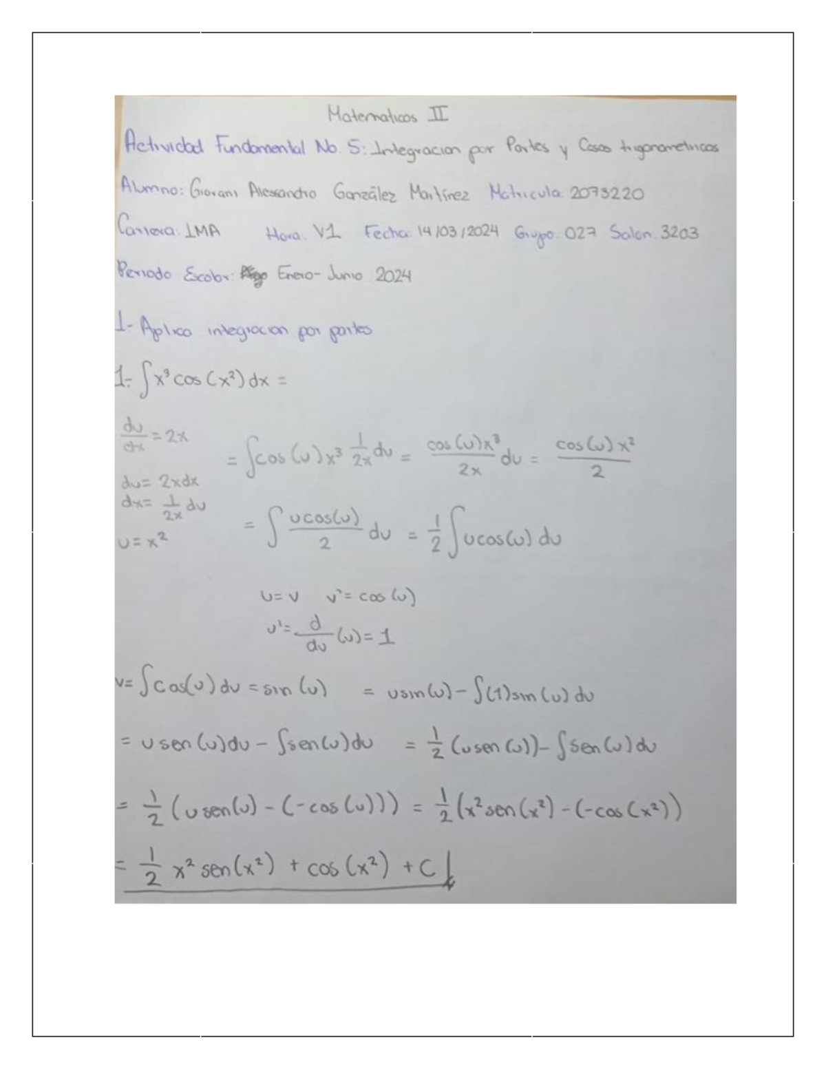 AF5 MATE II 2073220 Giovani Gonzalez - Maternaticos II Actividad Fundamental No 5: Integracion ...
