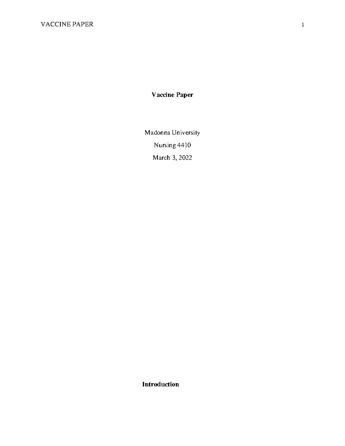 Document 63 - Vaccine paper peds - Vaccine Paper Madonna University ...