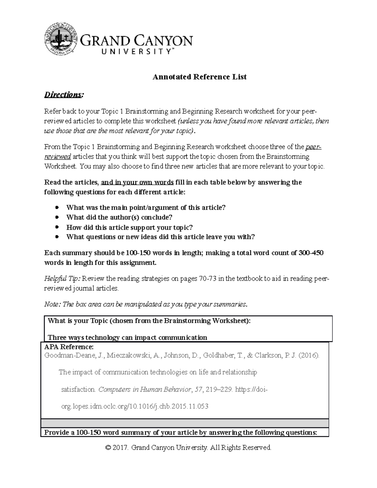 three issues in a large classroom - Annotated Reference List Directions ...