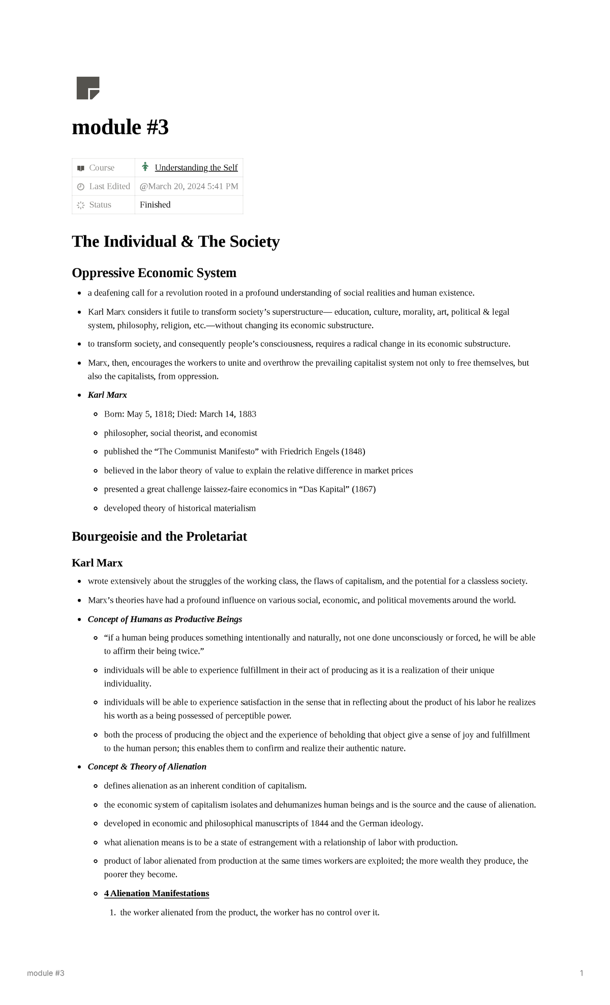 UTS - module #3 - module #3 1 module Course Understanding the Self Last Edited Status Finished ...
