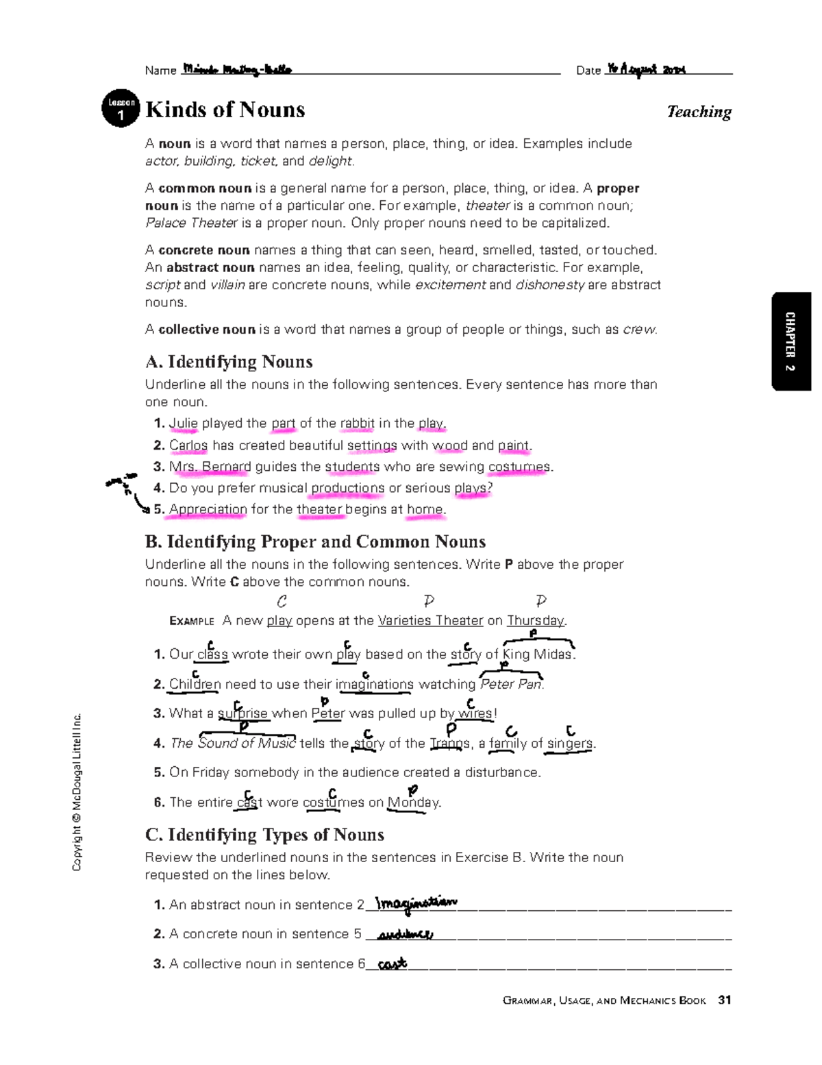 Nouns assignment - It’s about verbs. - A noun is a word that names a ...
