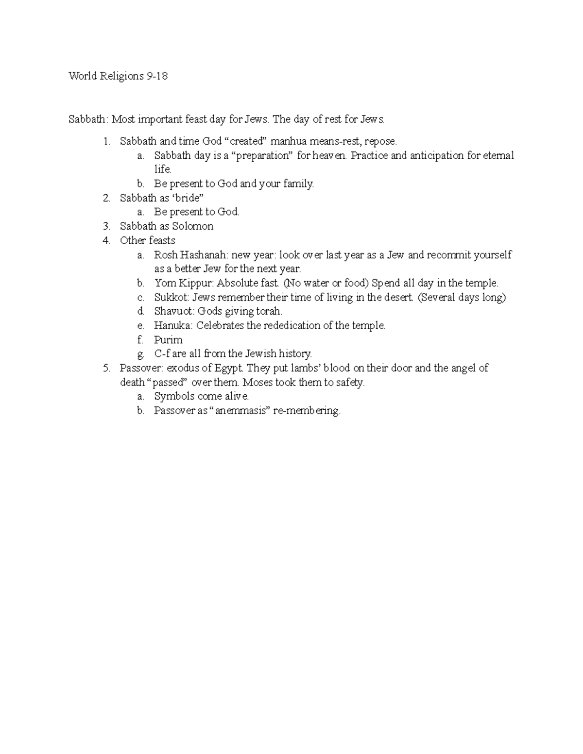 World Religions 9-18 - Notes from Peter Feldmeier's Course - World ...