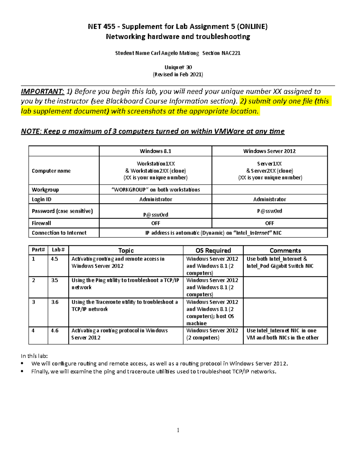 Lab 5 - Notes - NET 455 - Supplement for Lab Assignment 5 (ONLINE ...