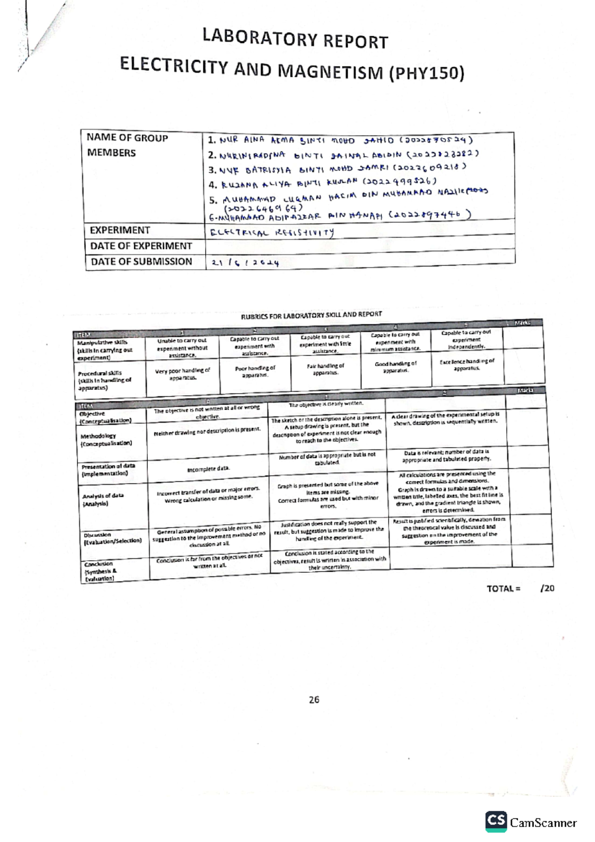 Full lab report phy150 exp 3 electrical resistivity - LABORATORY REPORT ELECTRICITY AND ...