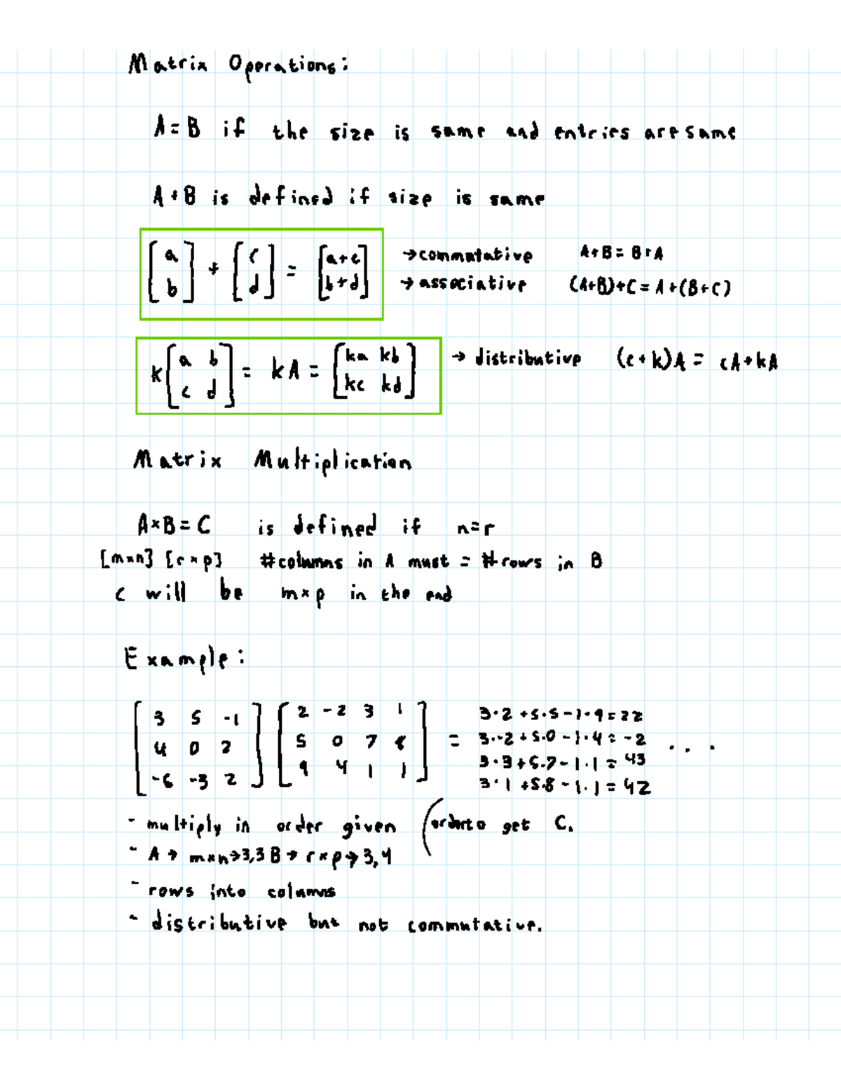 2 Matrix Addition and Multiplication - Matrix Operations: if the size ...