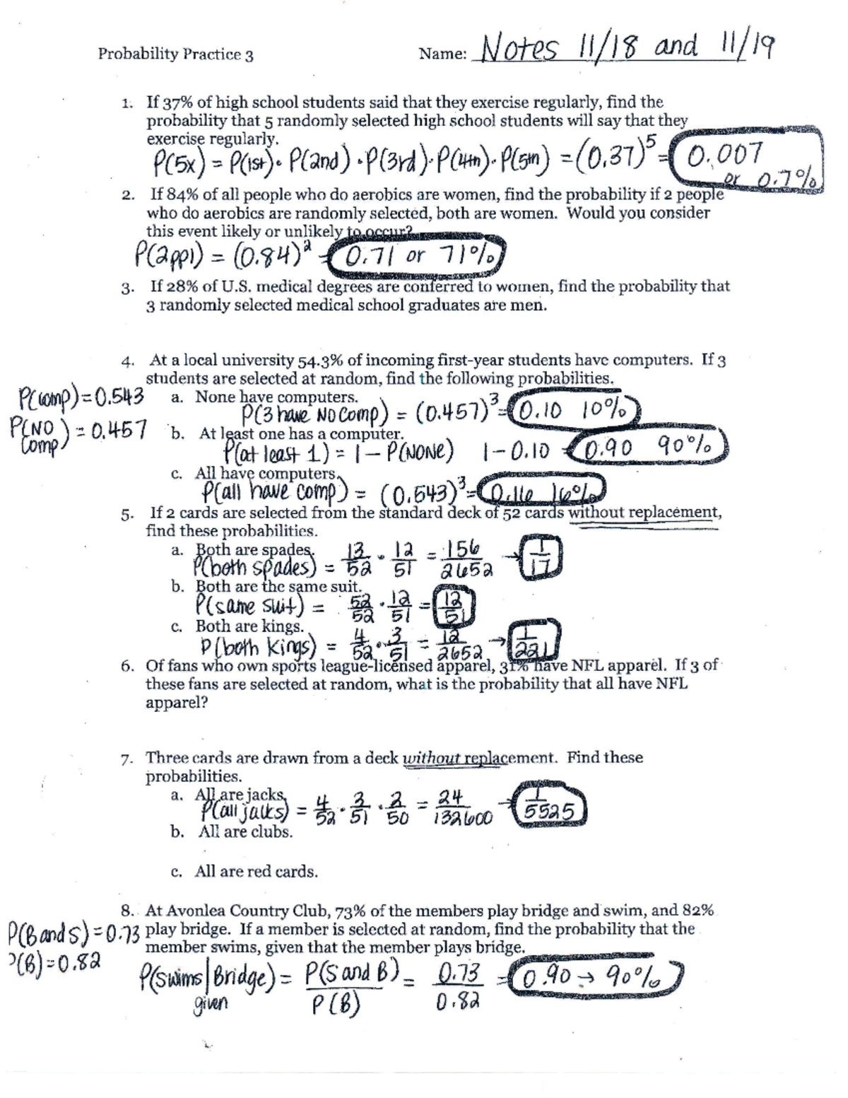 Unit 6 Probability Practice 3 Answer Key - Studocu