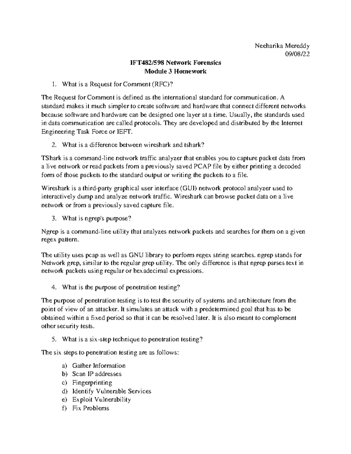 Module 3 Packet Analysis Neeharika Mereddy 0908 Ift482598 Network Forensics Module 3 