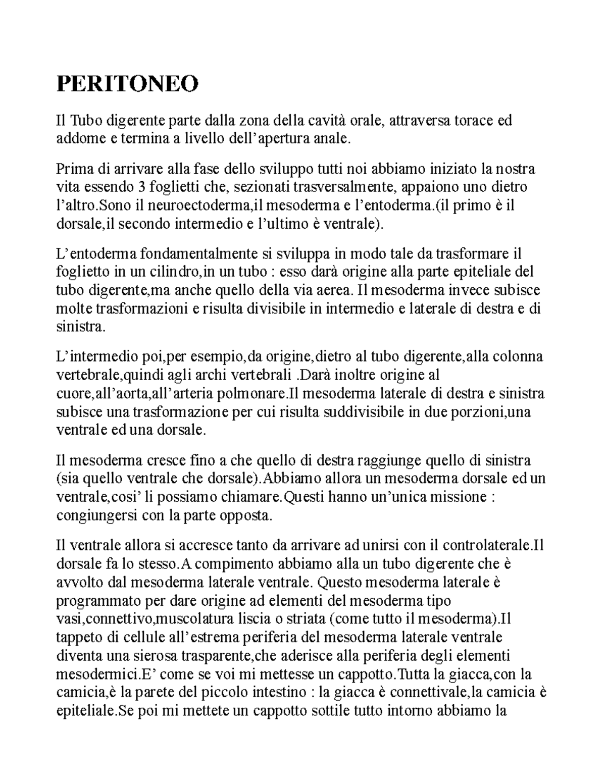 Peritoneo - Riassunto Anatomia Umana - PERITONEO Il Tubo digerente ...