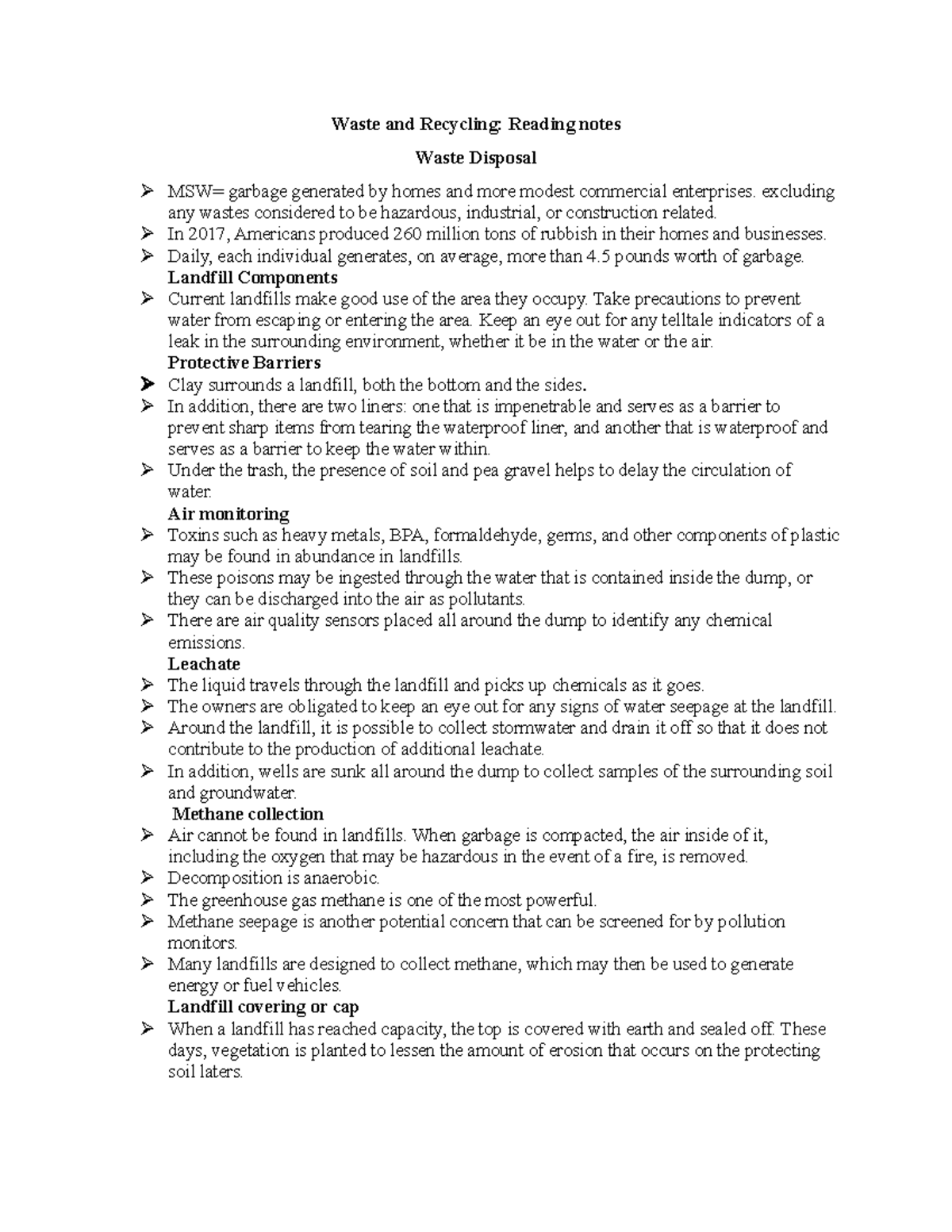 Waste and Recycling - Assignment - Waste and Recycling: Reading notes ...