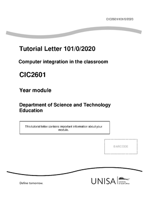 CIC2601 - Unisa - Computer integration in the classroom - Studocu