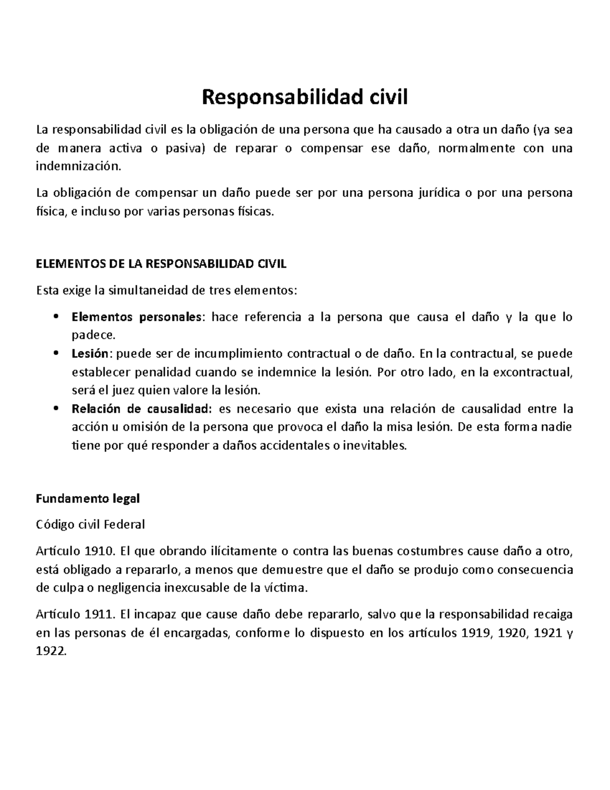 Civil - 2021 - Responsabilidad civil La responsabilidad civil es la ...