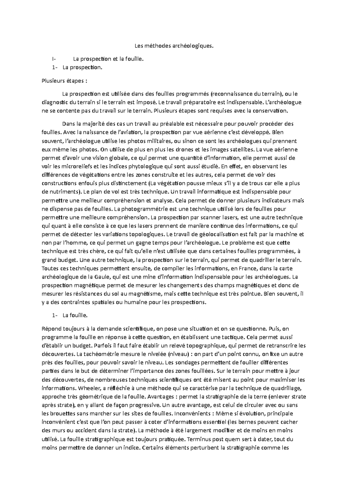 Chapitre 2 - Les méthodes archéologiques. I- La prospection et la ...