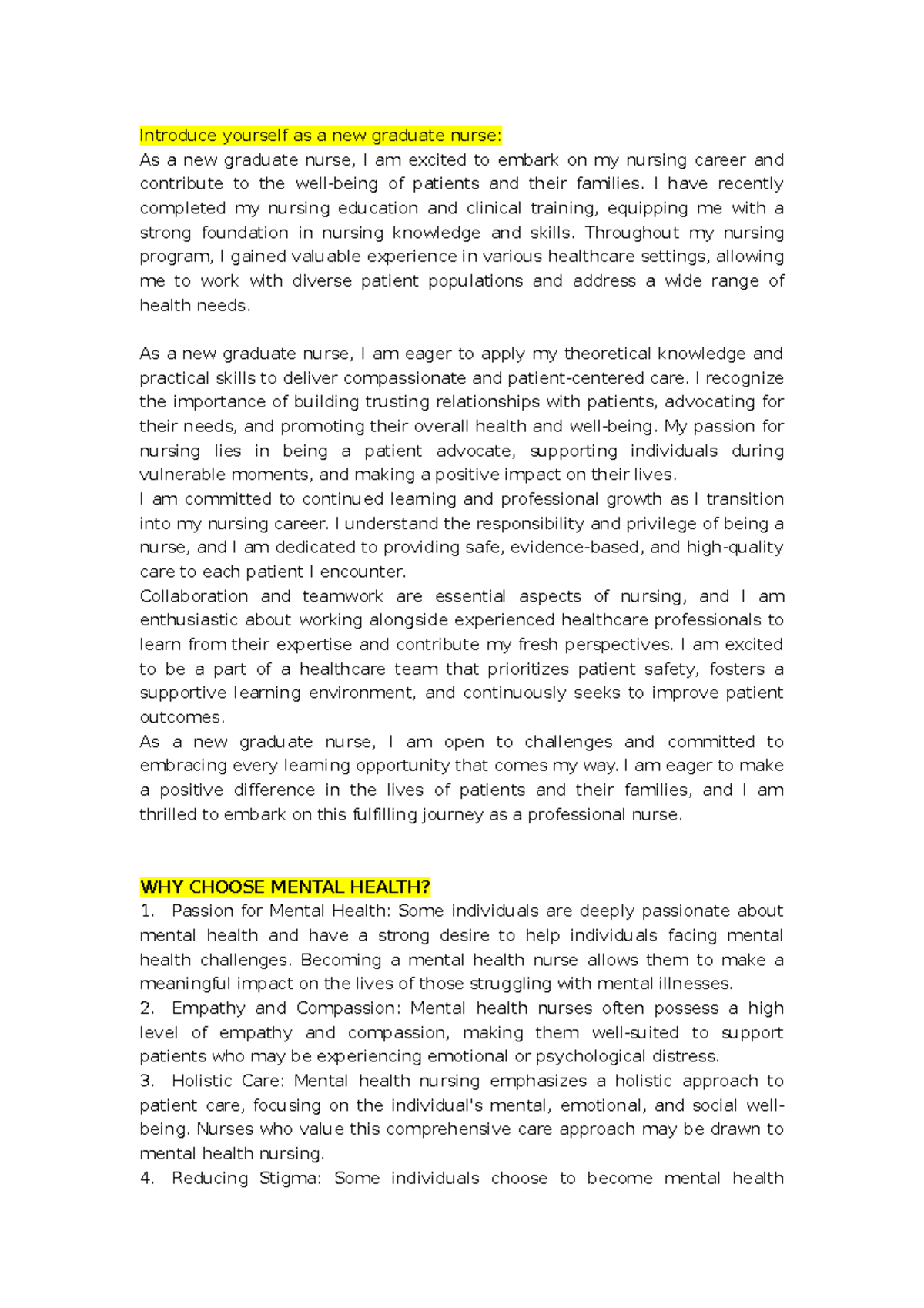 Fremont Interview - note - Introduce yourself as a new graduate nurse ...