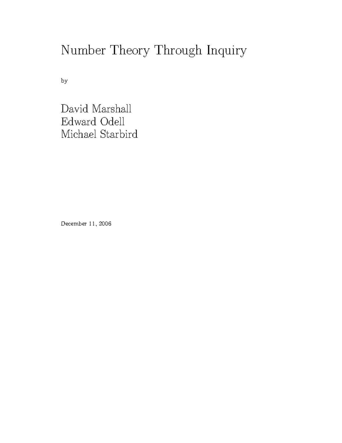 Number Theory Through Inquiry - Number Theory Through Inquiry by David ...