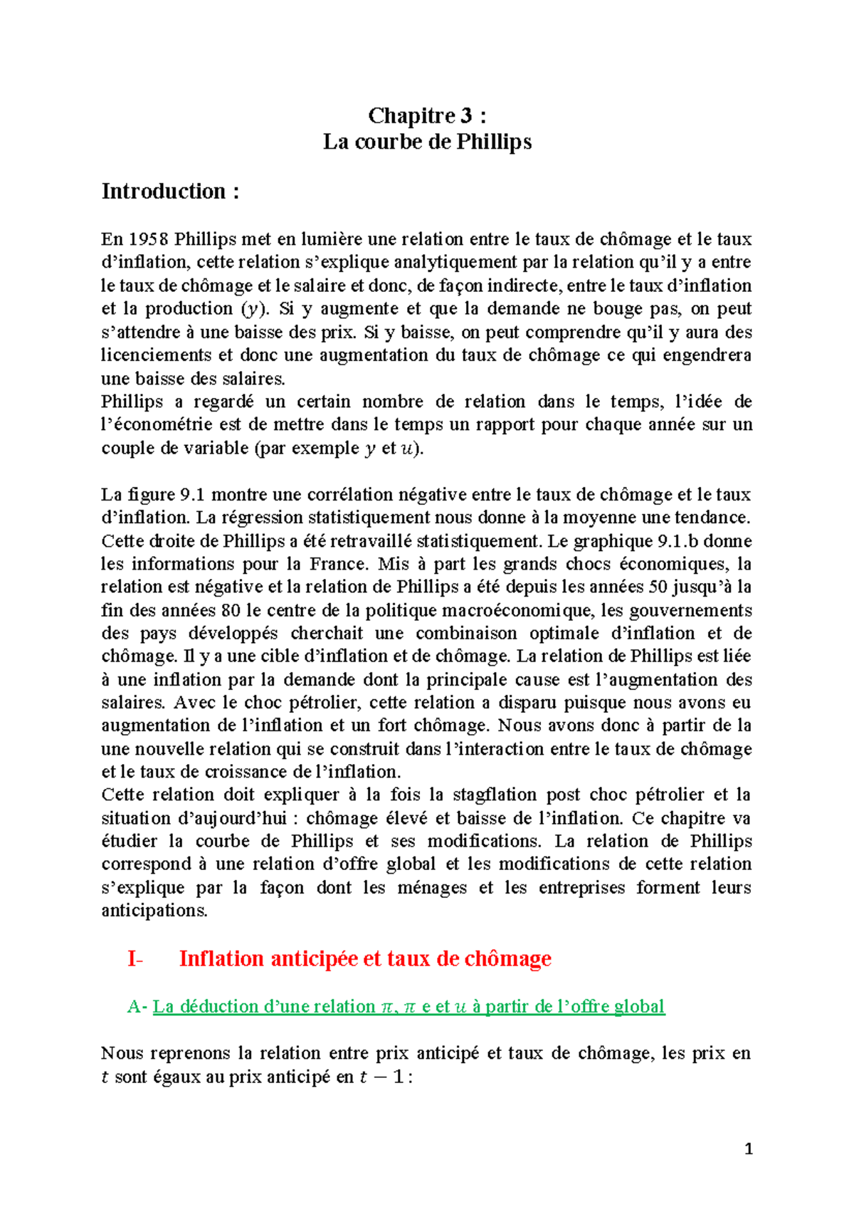 Chapitre 3 Courbe de Philips - Chapitre 3 : La courbe de Phillips ...