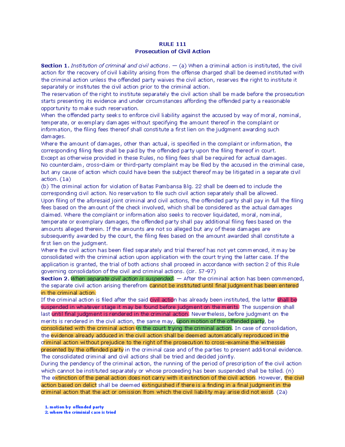 Rule 111 - lecture - RULE 111 Prosecution of Civil Action Section 1 ...