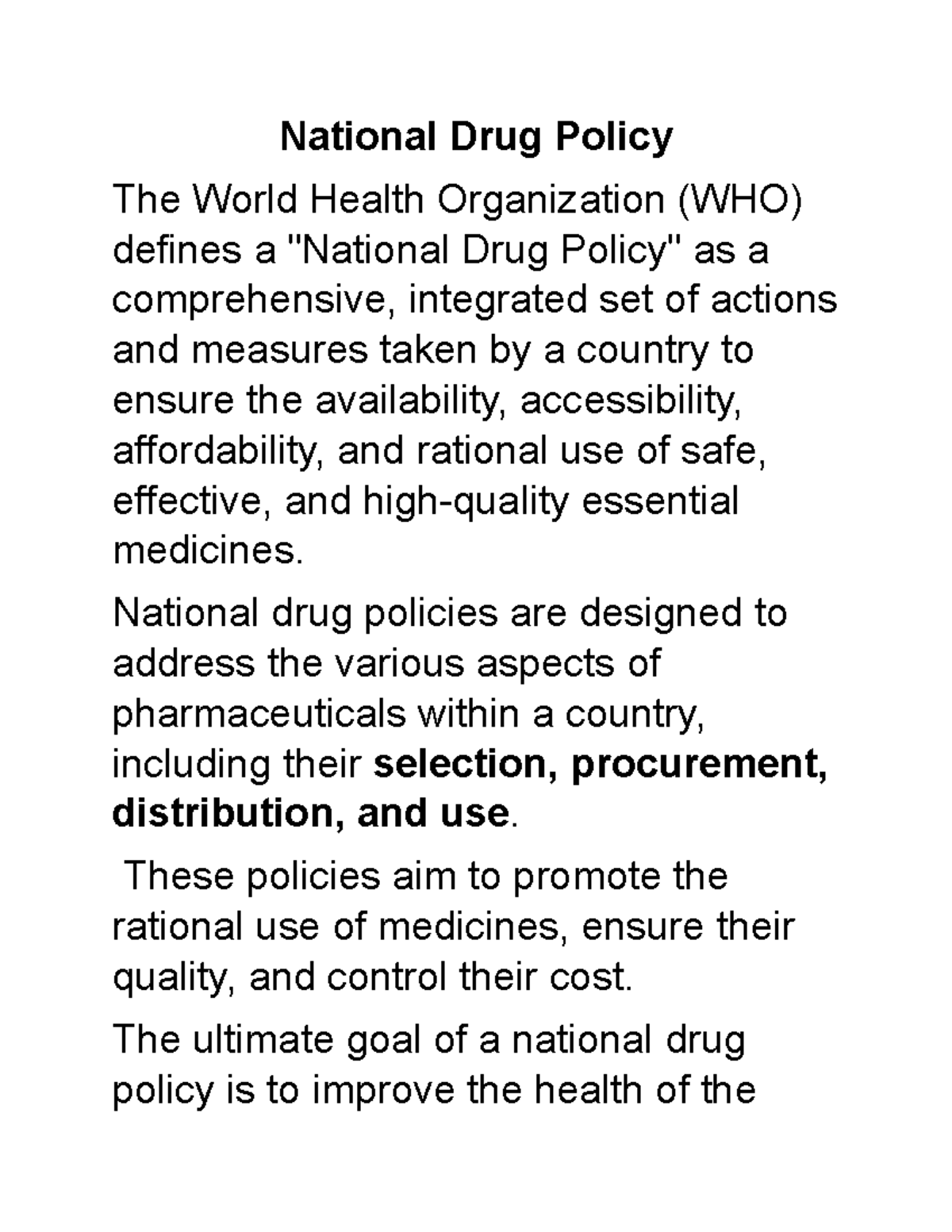 National Drug Policy Gambia - National Drug Policy The World Health ...