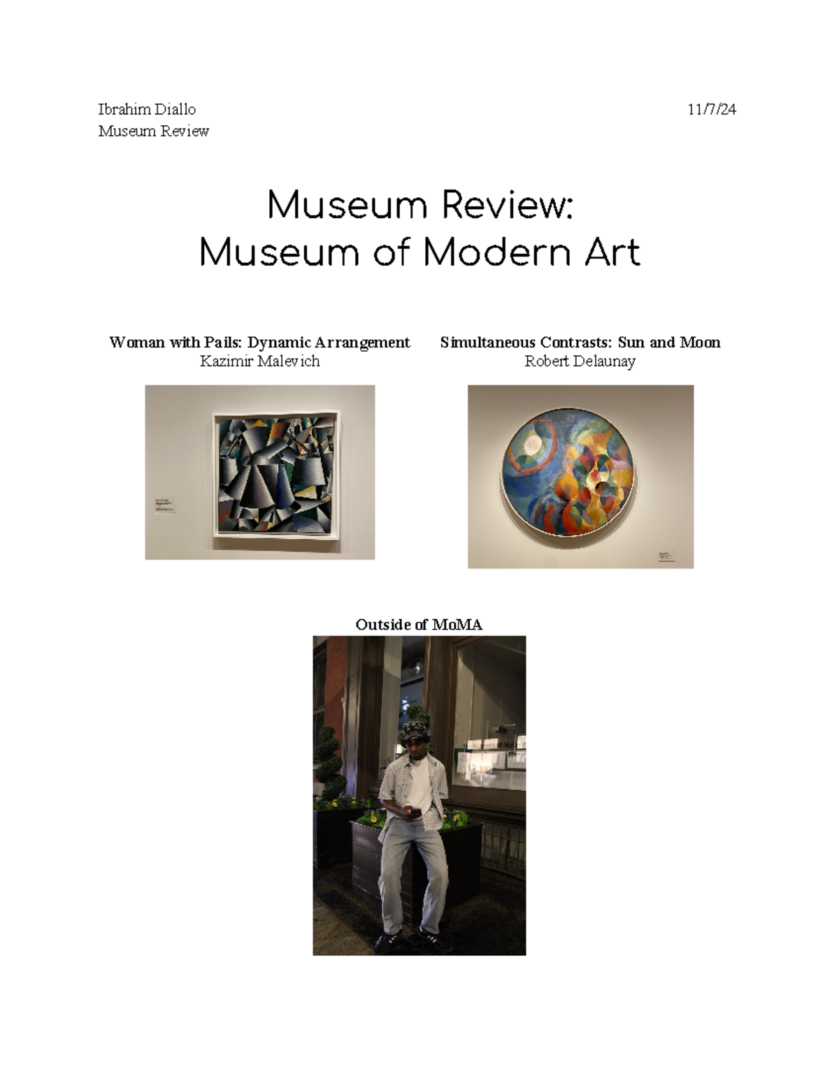Museum Review - essay - Ibrahim Diallo 11/7/ Museum Review Museum ...