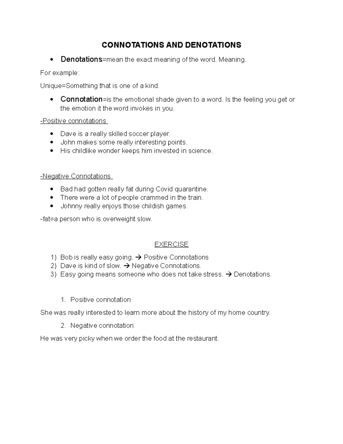 Connotations AND Denotations - CONNOTATIONS AND DENOTATIONS Denotations ...