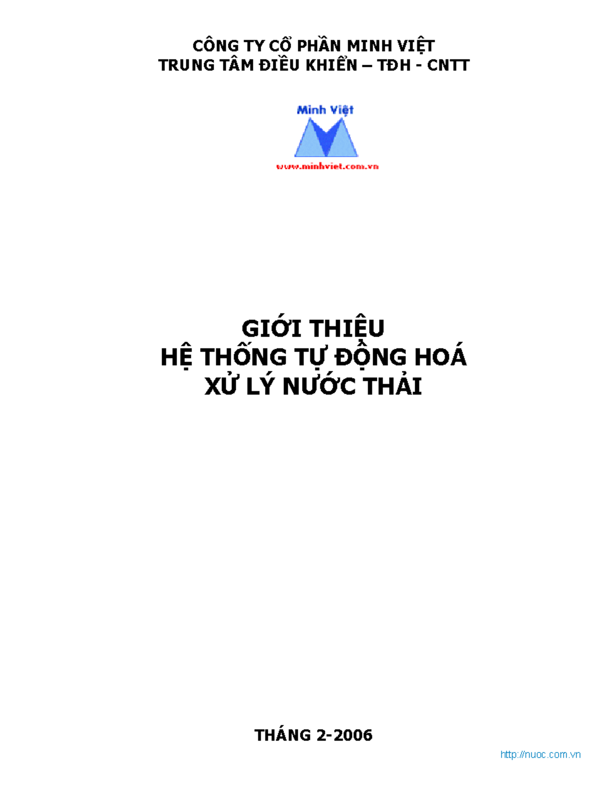 TDH He Thong XLNT - Tự động hoá hệ thống xử lý nước thải - C‘NG TY CỔ PHẦN MINH VIỆT TRUNG T¬M ...