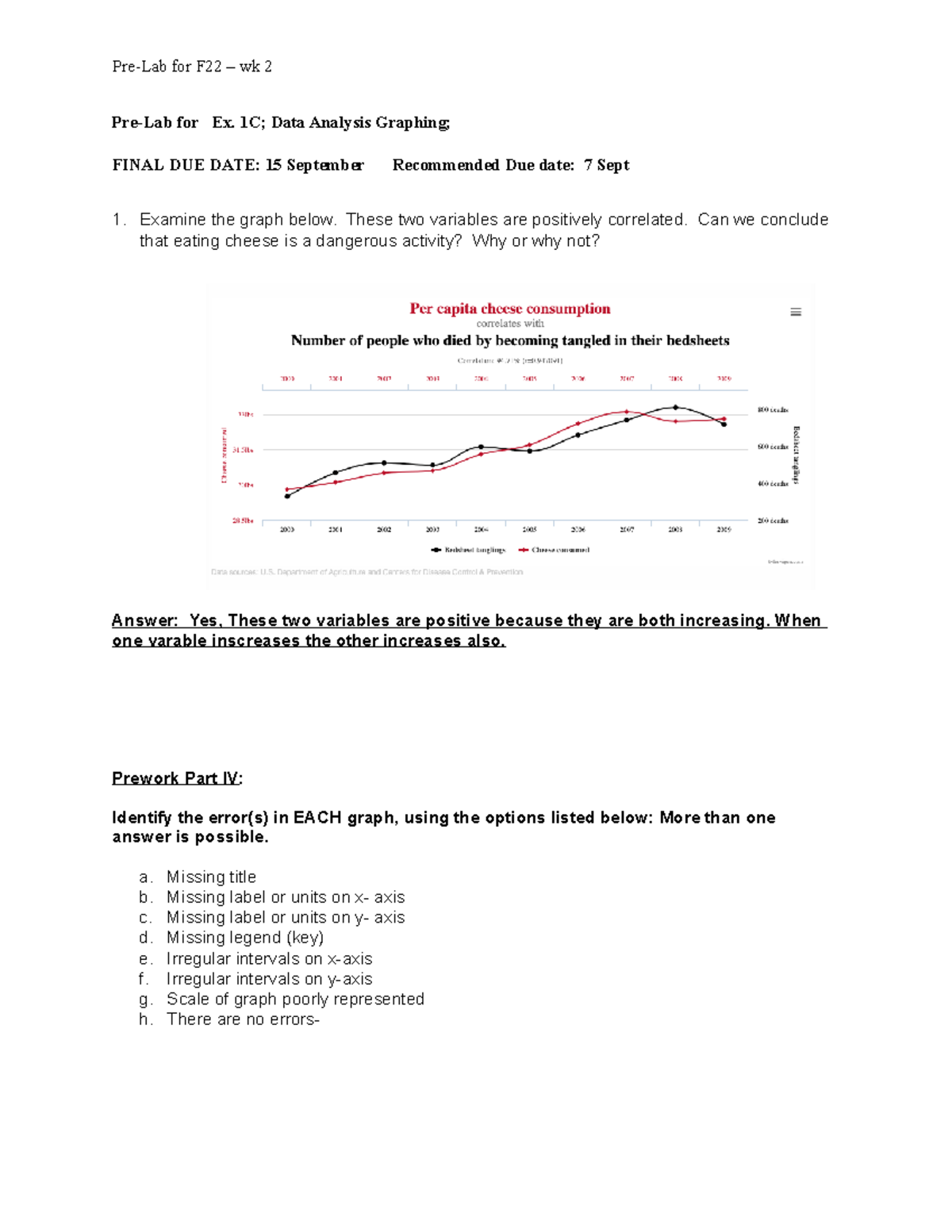 2-Pre-Lab - D2- Graphing - Rev F22-mdka - Pre-Lab for Ex. 1C; Data Analysis Graphing; FINAL DUE ...