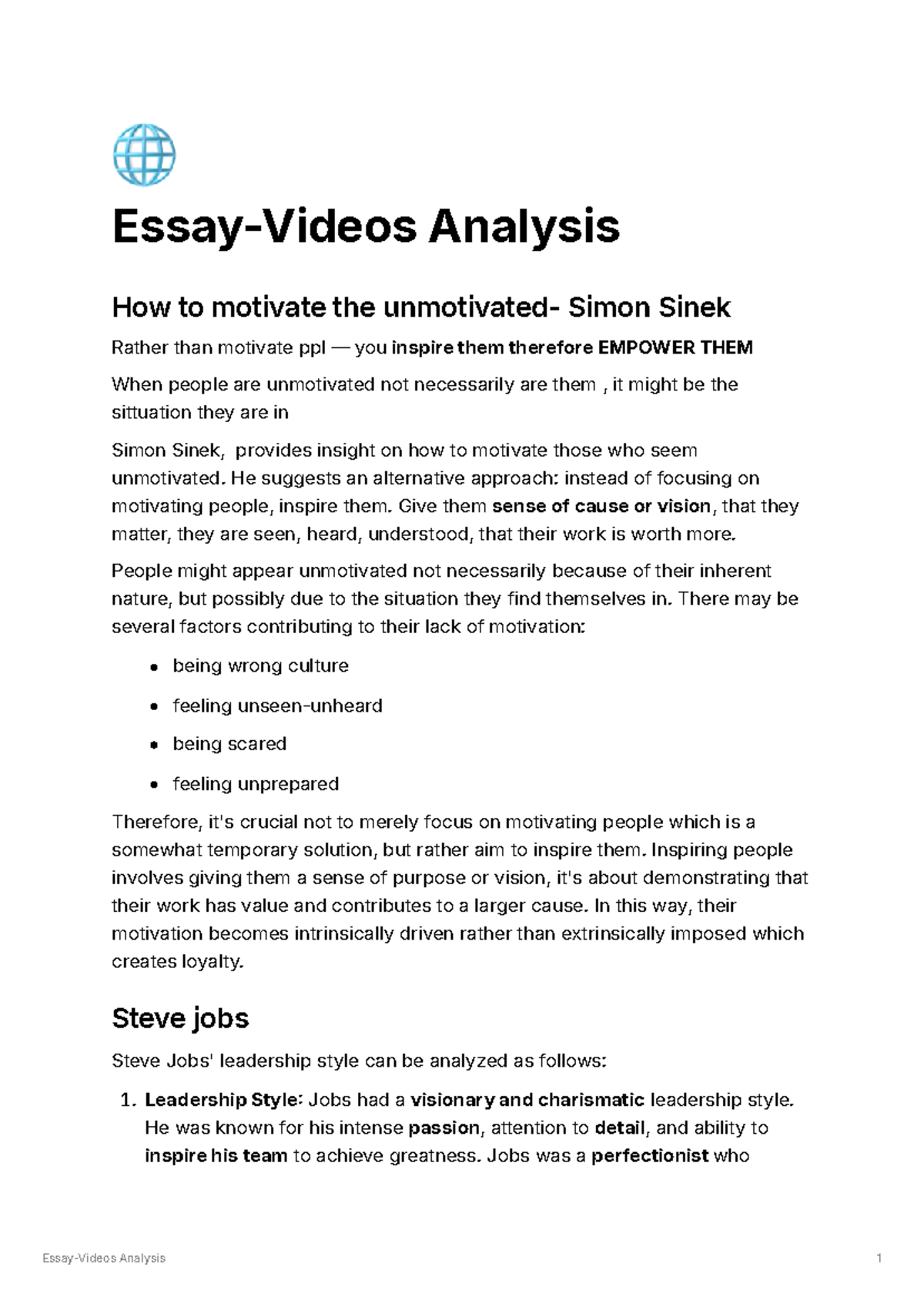Essay-Videos Analysis - 🌐 Essay-Videos Analysis How to motivate the ...