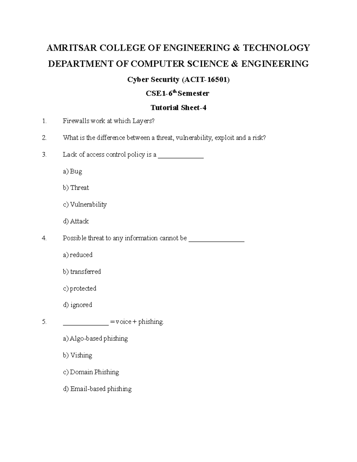 Tute Sheet-4 - Assignment 3 tute workAssignment 3 tute work - AMRITSAR ...