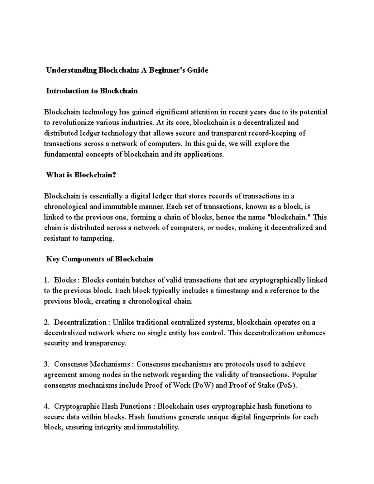 Understanding Blockchain A Beginners Guide Understanding Blockchain