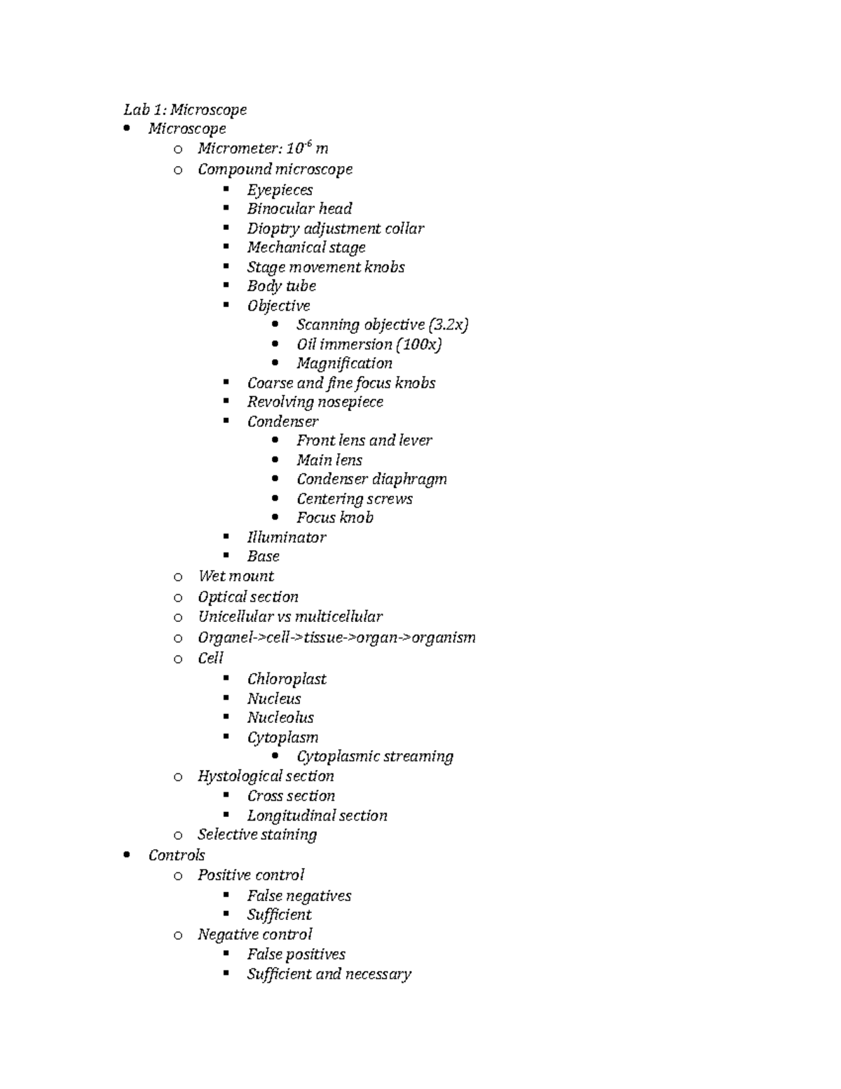 Cell and Molecular Biology - Lecture notes - lab 1 11 - Lab 1 ...