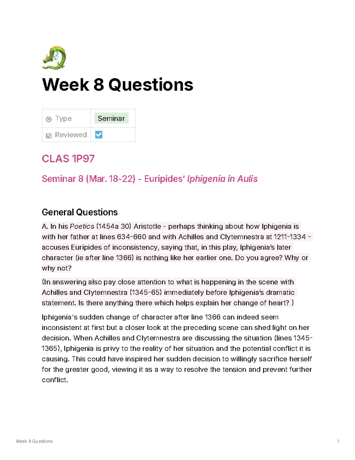 Seminar 8 questions and answers - Week 8 Questions 1 🐉 Week 8 Questions Type Seminar Reviewed ...