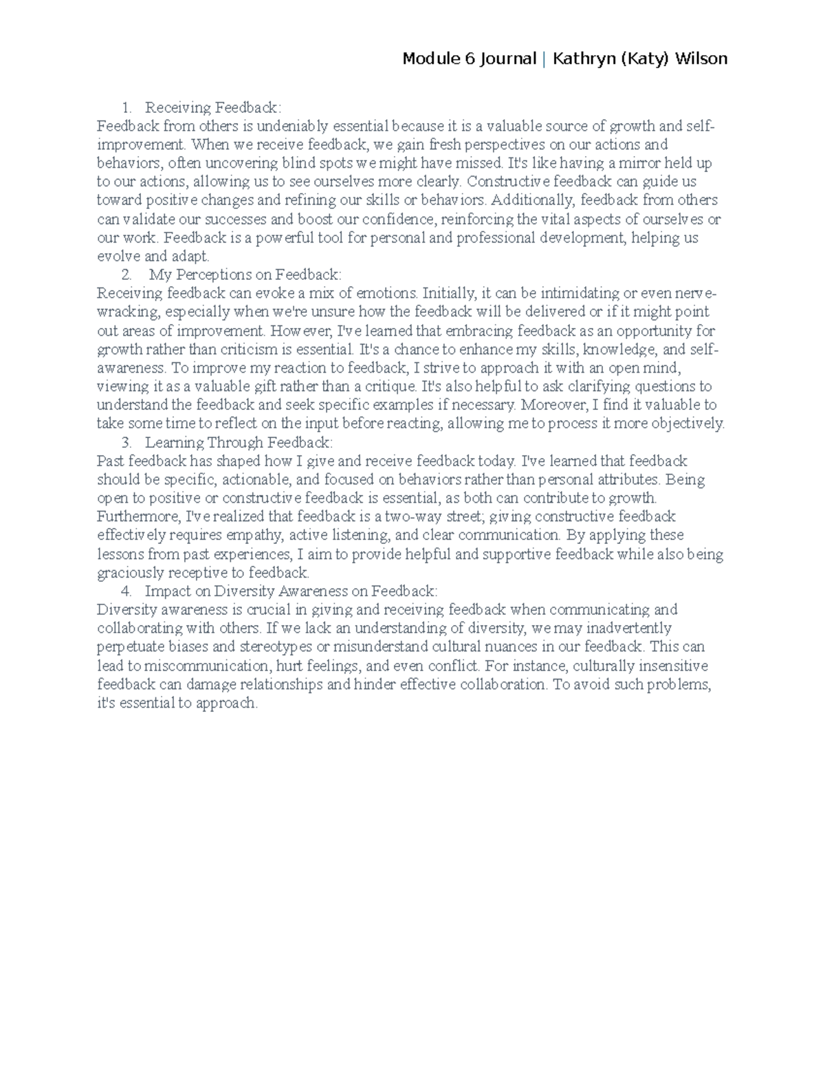 Kathryn (Katy) Wilson Module 6 Journal - Module 6 Journal | Kathryn ...