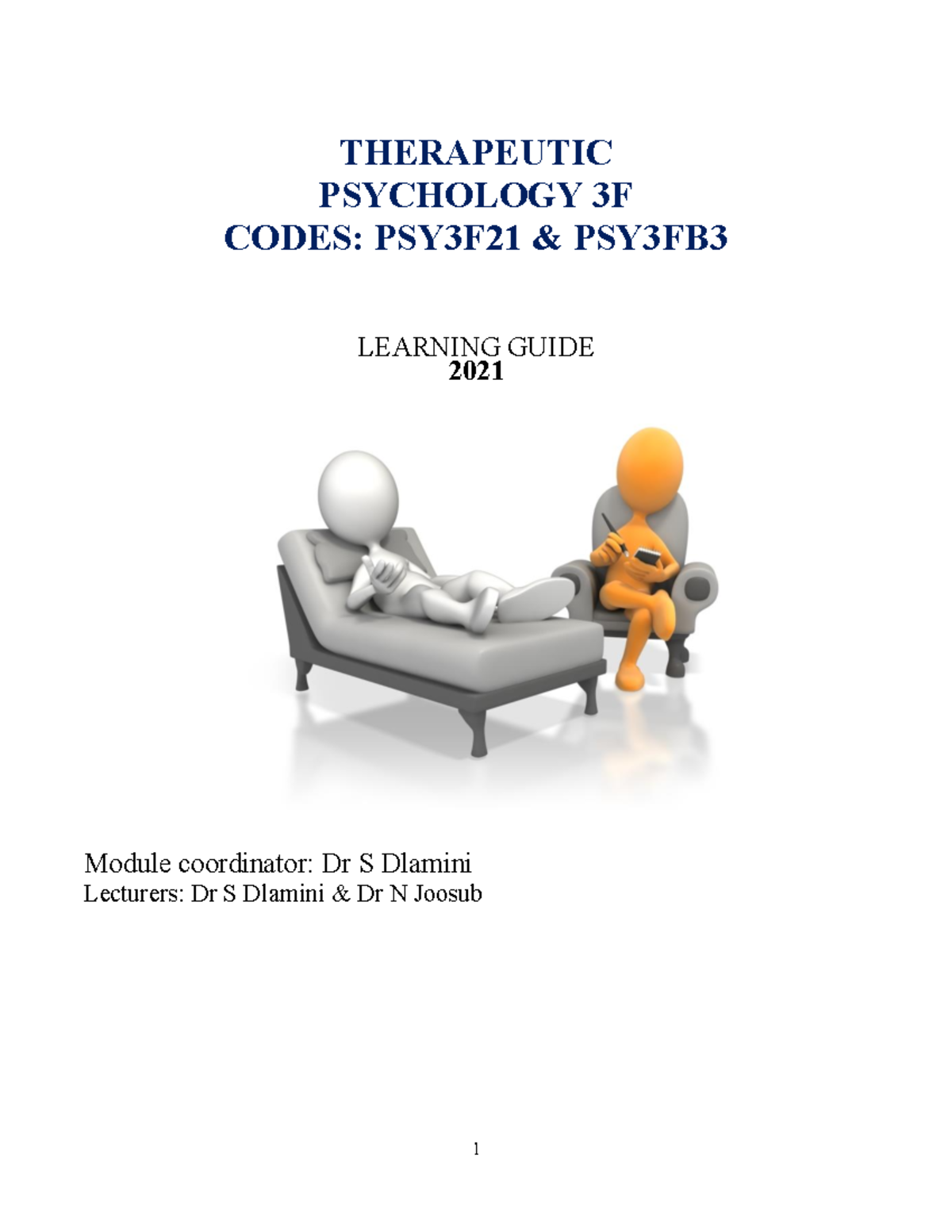 Learning Guide PSY3F21 - PSY3FB3 2021 - THERAPEUTIC PSYCHOLOGY 3F CODES ...