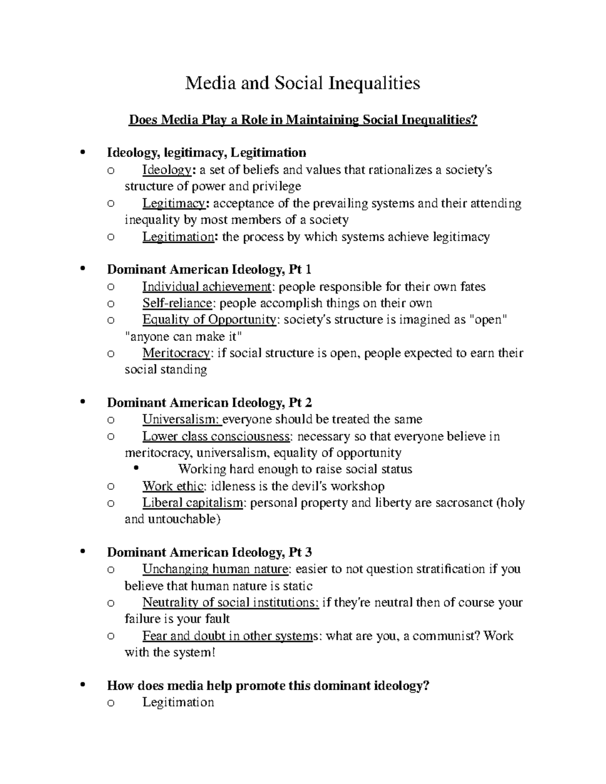 SOC 207 Lecture 6 - Media and Social Inequalities Does Media Play a ...