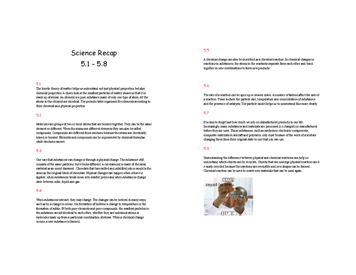 Science Recap - Google Docs - Science Recap 5 - 5. 5. The kinetic theory of matter helps us ...