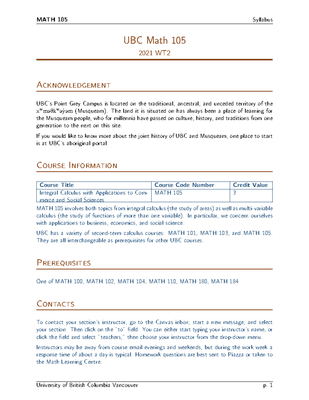MATH 105 Syllabus 2021WT2 - UBC Math 105 2021 WT Acknowledgement UBC’s ...