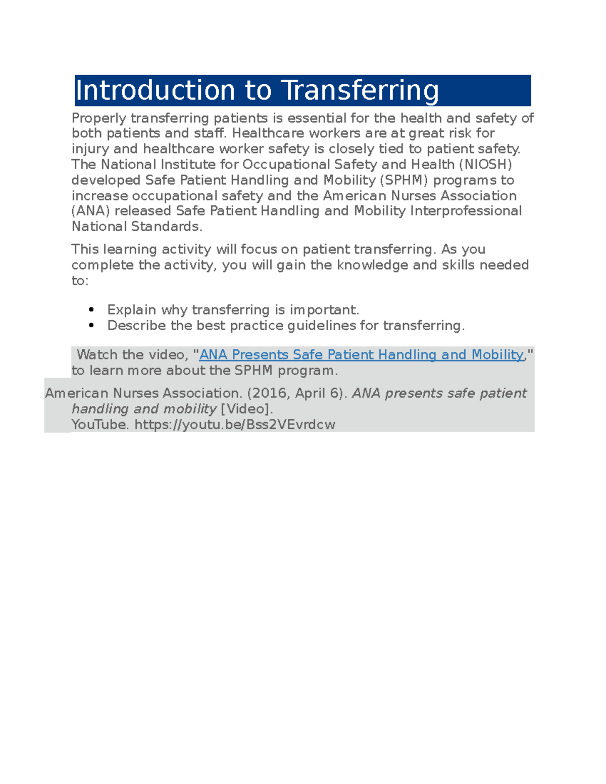 Introduction to Transferring - Introduction to Transferring Properly ...