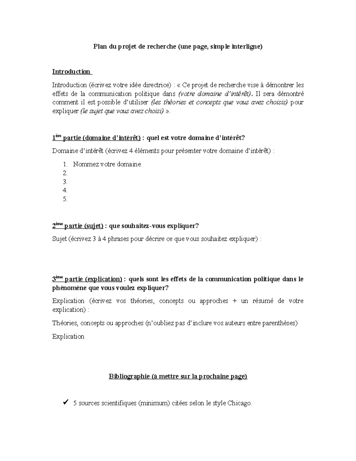 POL 2101 - Plan du projet de recherche - Plan du projet de recherche ...