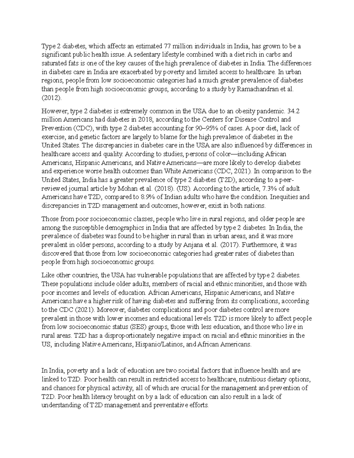 Global health paper - Ati assignment’s - Type 2 diabetes, which affects ...