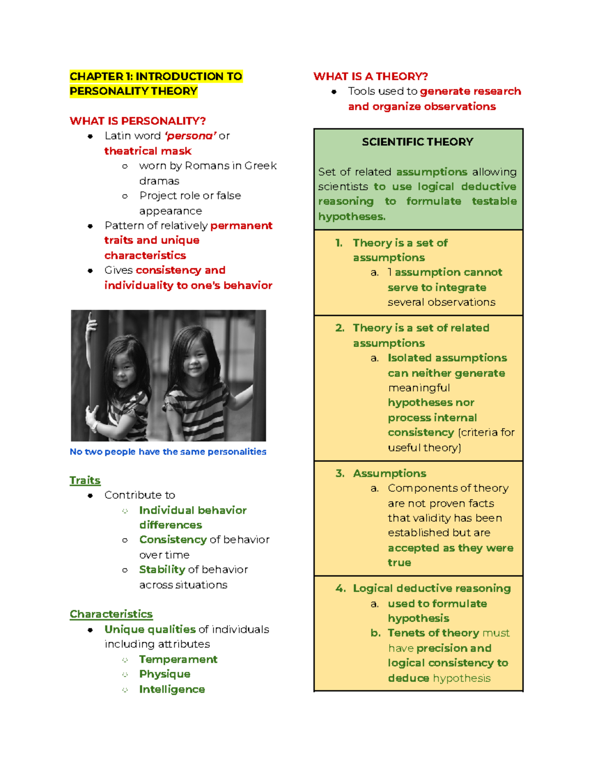 TOP Chapter 1 - Introduction to Theories of Personality - CHAPTER 1 ...