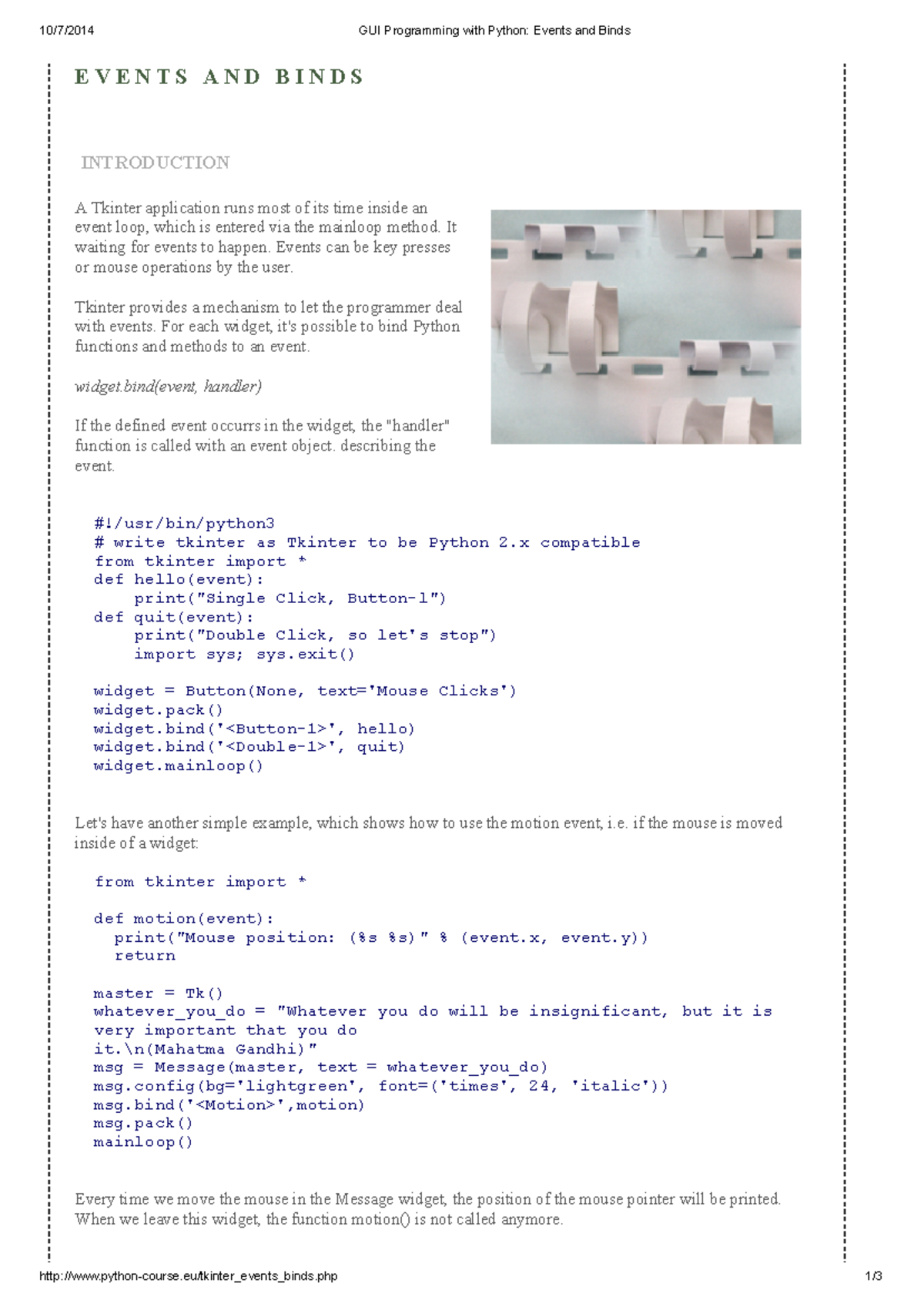 15. GUI Programming with Python Events and Binds - 10/7/2014 GUI Programming with Python: Events ...