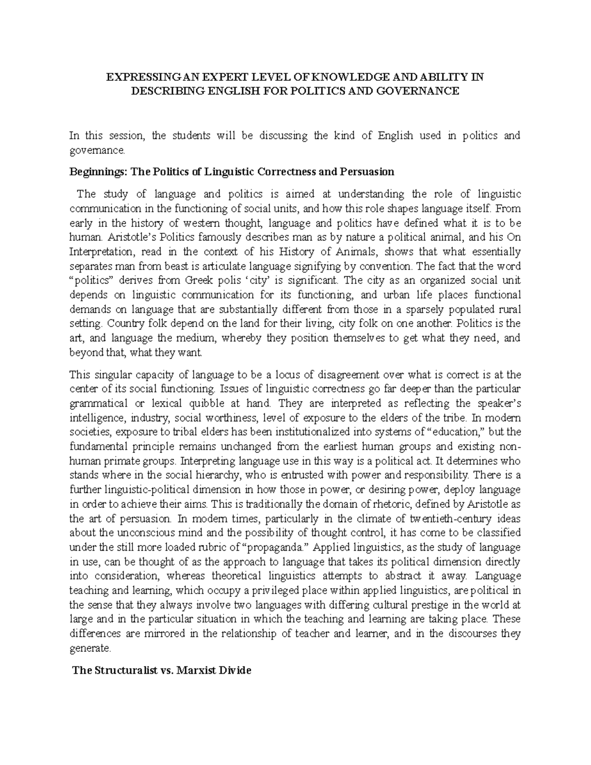 Expressing an Expert Level of Knowledge and Ability in Describing ...