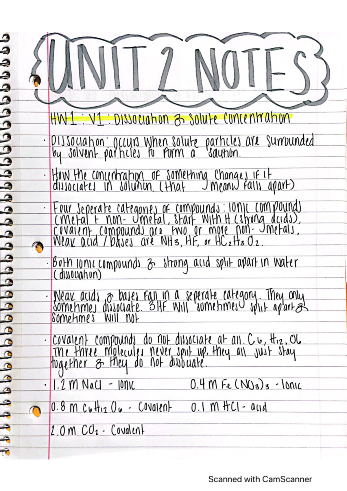 Chemistry II Unit 2 Notes - CHEM 1110 - Studocu