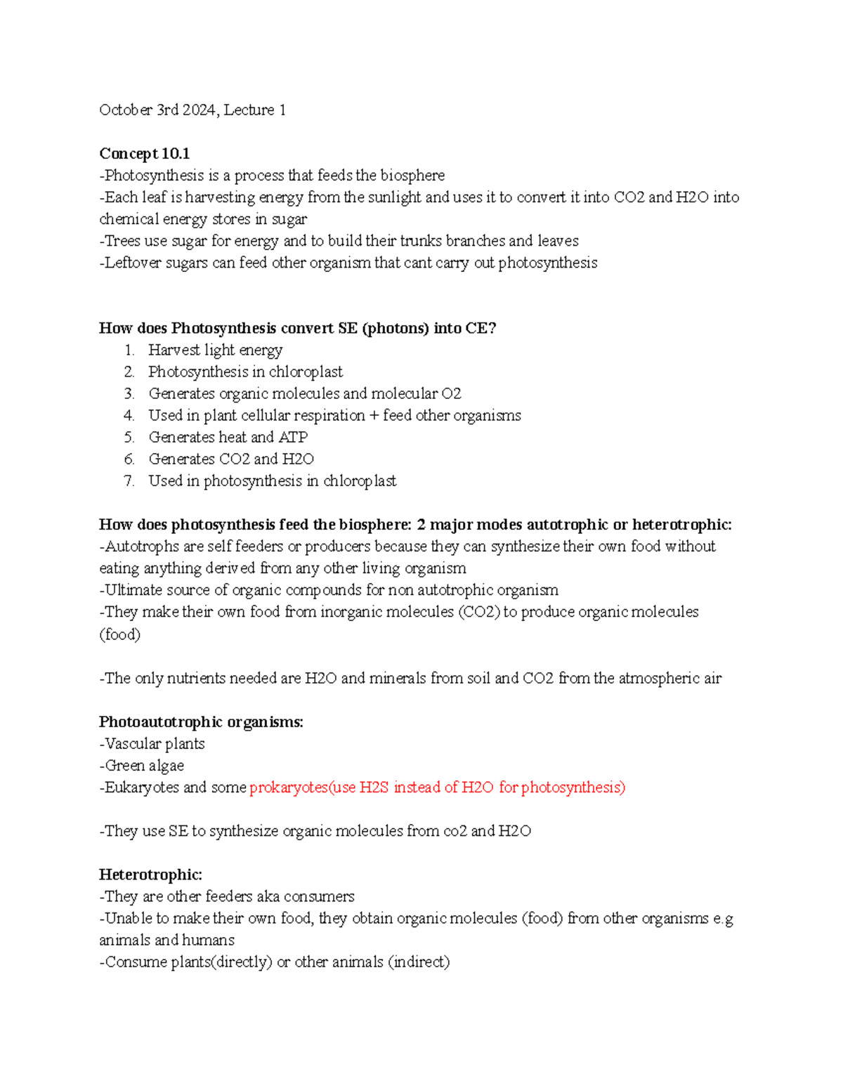 Unit 3 Bio - Plants, photosynthesis etc - October 3rd 2024, Lecture 1 ...