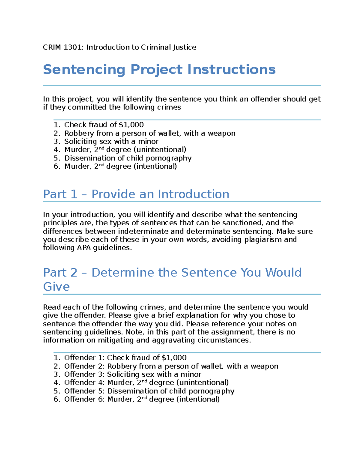 Sentencing project - Michelle Harris, Criminal Justice 22-23 - CRIM ...