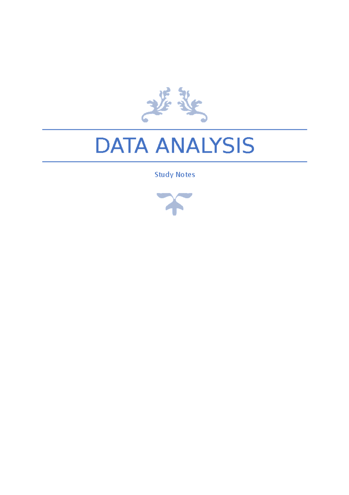 Notes - DATA ANALYSIS Study Notes Contents Lecture - Studocu
