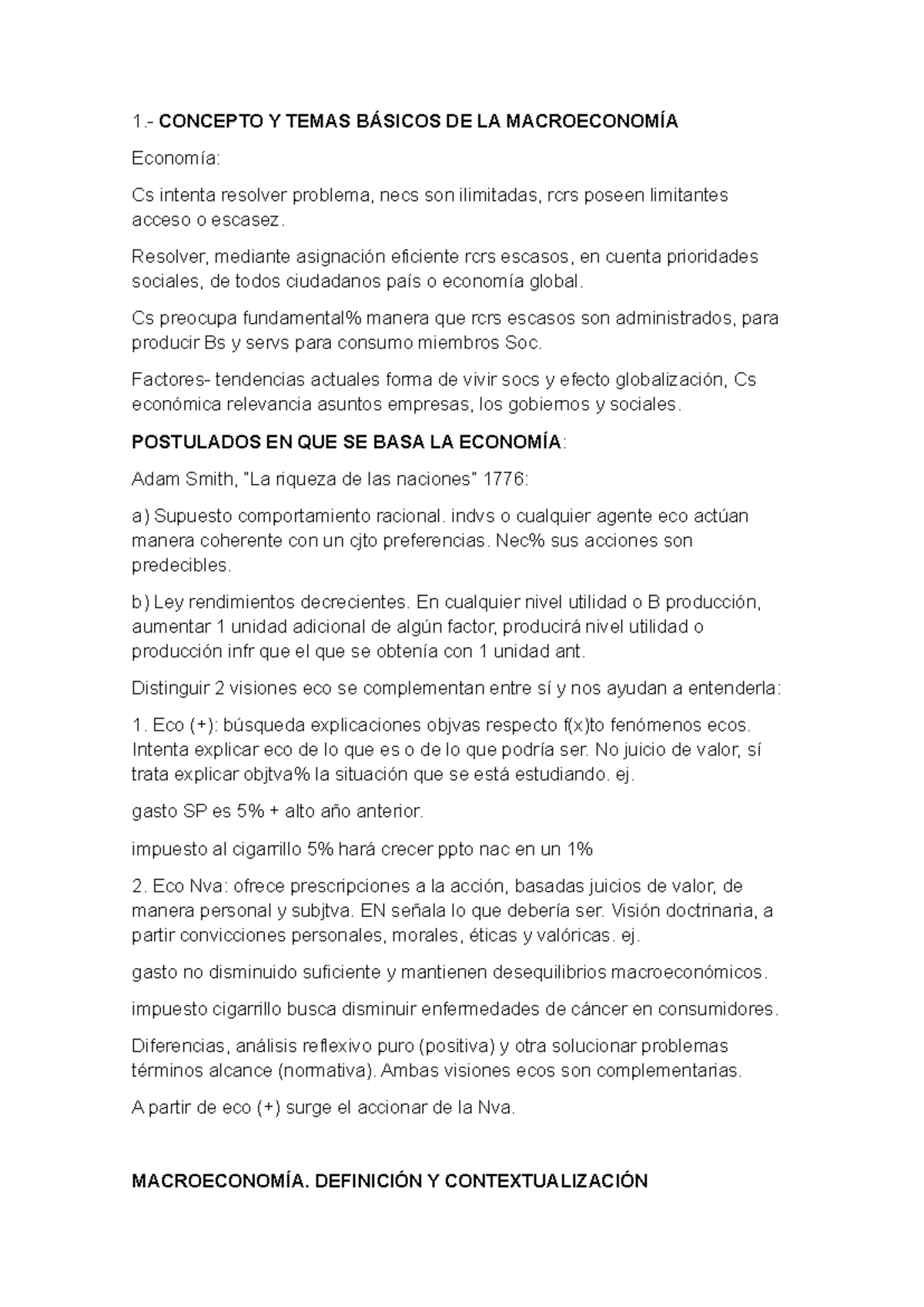 EM-1 - 1.- CONCEPTO Y TEMAS BÁSICOS DE LA MACROECONOMÍA Economía: Cs intenta resolver problema ...