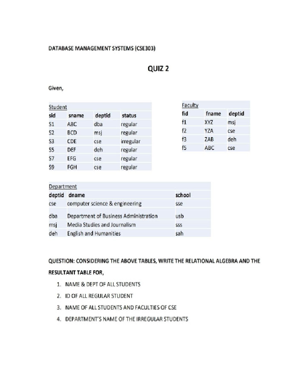 Quiz 2 Summer 21 - ... - Database Management Systems - Studocu