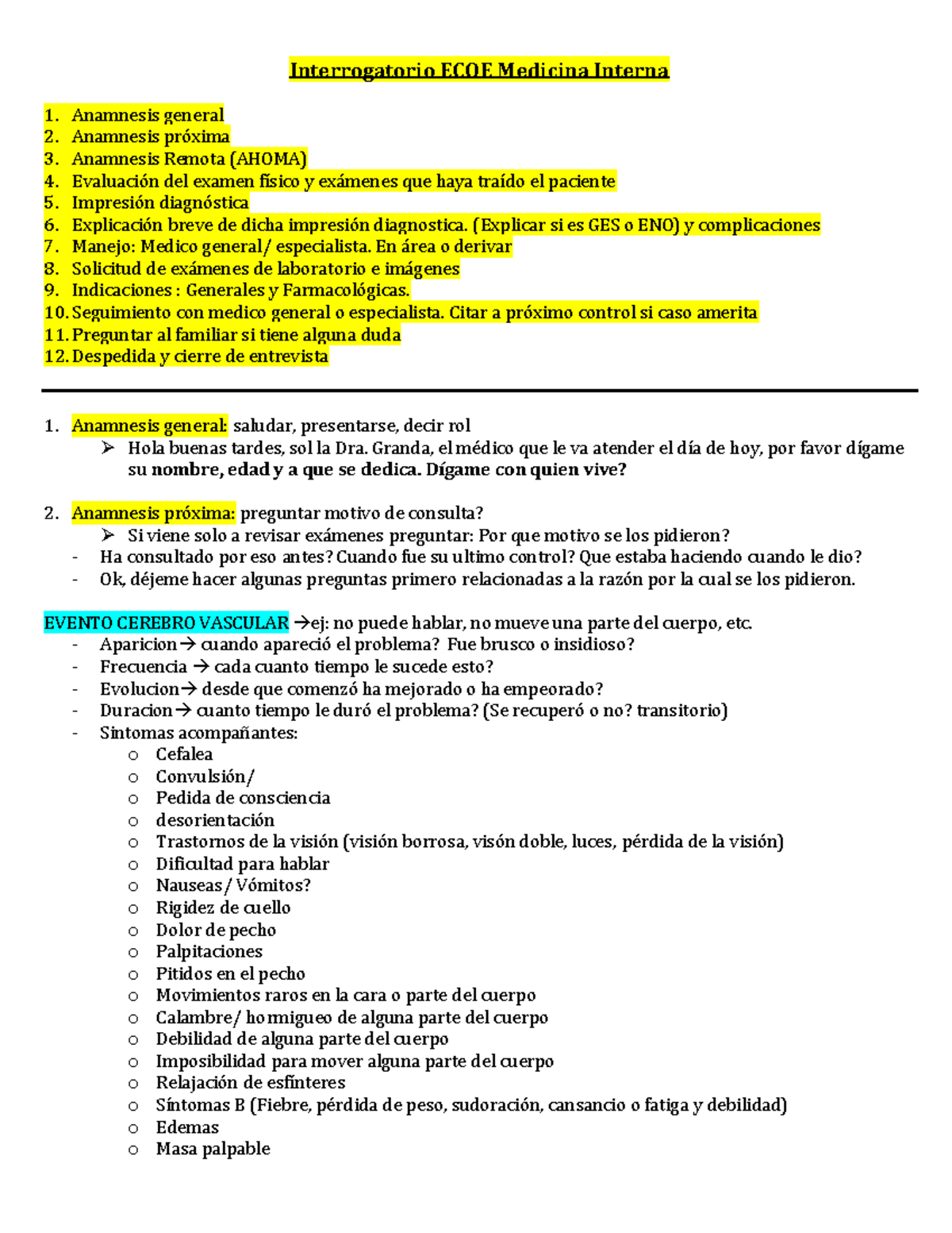 4. Interrogatorio Medicina Interna - Interrogatorio ECOE Medicina ...