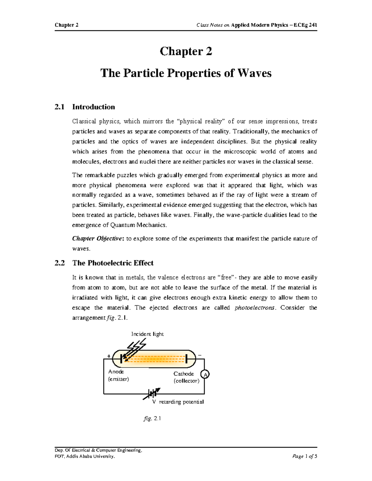 Chapter 2 - Best Summarized Lecture Note - Dep. Of Electrical ...