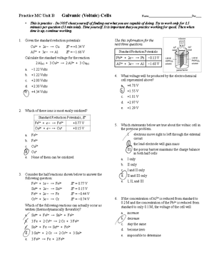 Full exam 2 - Ap Chem test prep. - AP Chem Complete Practice Exam • You ...